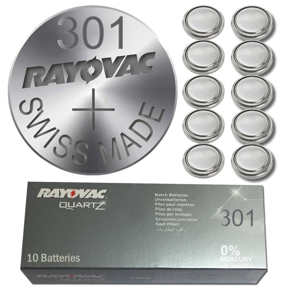 25x Rayovac 301 Watch Battery Sr516Sw Swiss Made Silver Oxide - compon ...