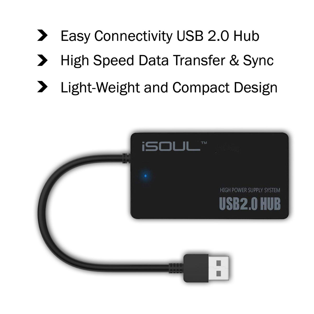 Ultra-Slim USB 2.0,High Speed Splitter Adapter USB 4-Port Hub by iSOUL ...
