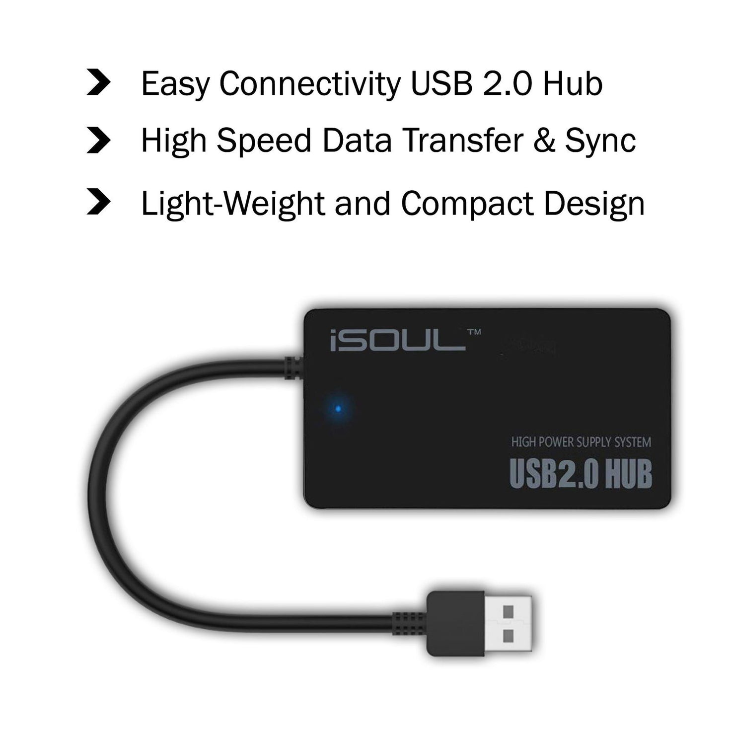 Ultra-Slim USB 2.0,High Speed Splitter Adapter USB 4-Port Hub by iSOUL ...