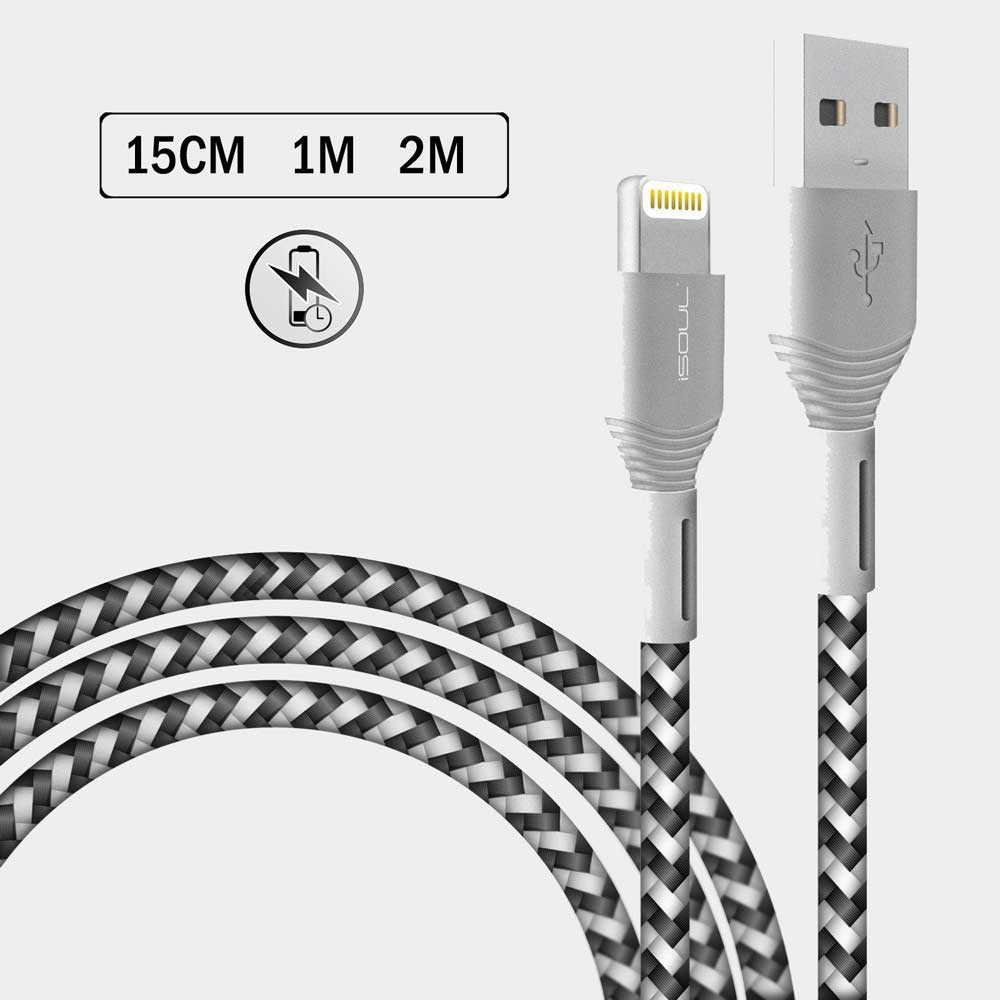 iSOUL iPhone Nylon Braided Lightning Charging Data Cable Fast Sync ...