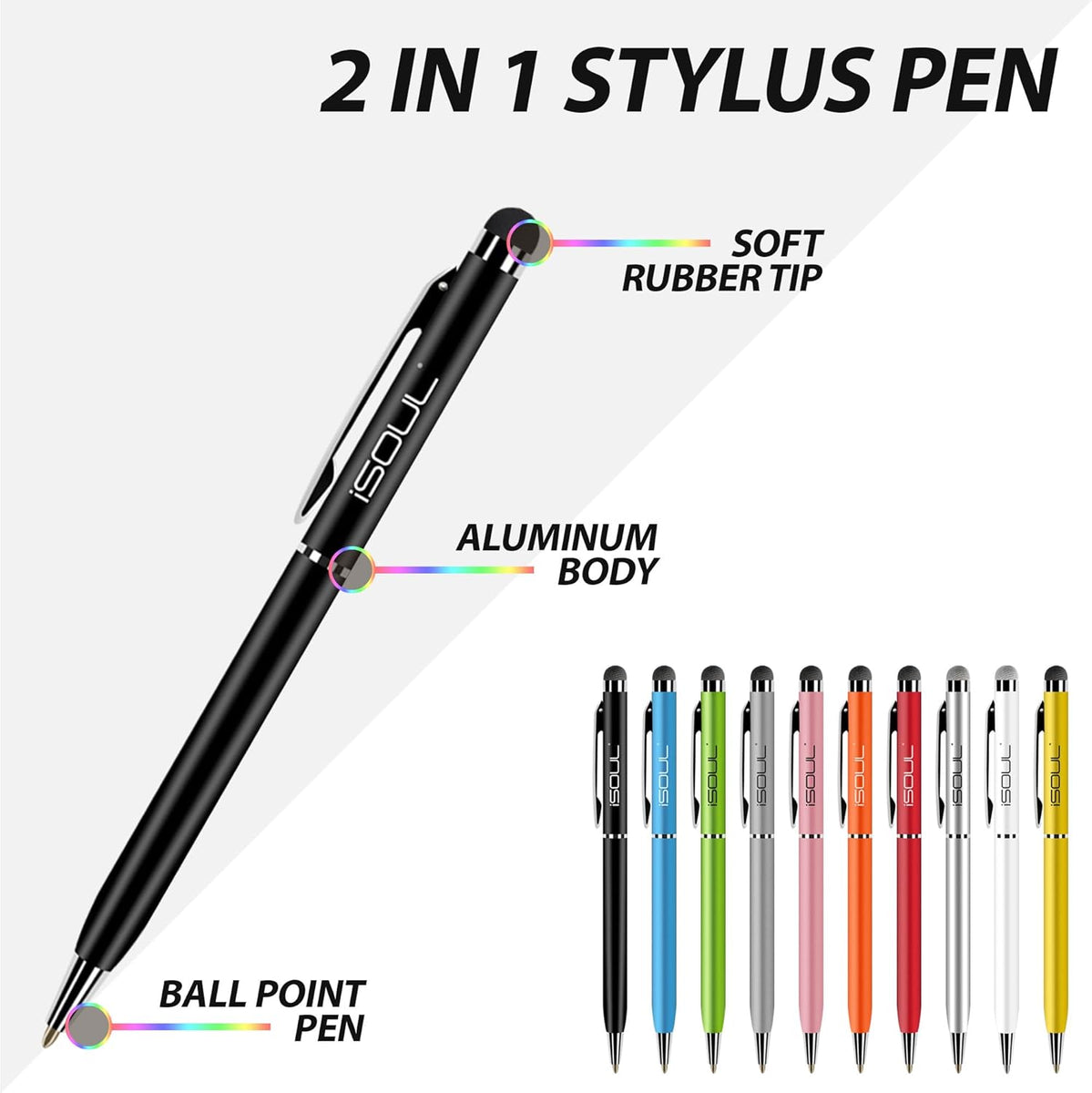 iSOUL Stylus Touch Pen Pack of 10 Multicolor Rainbow Stylus – TradeNRG UK